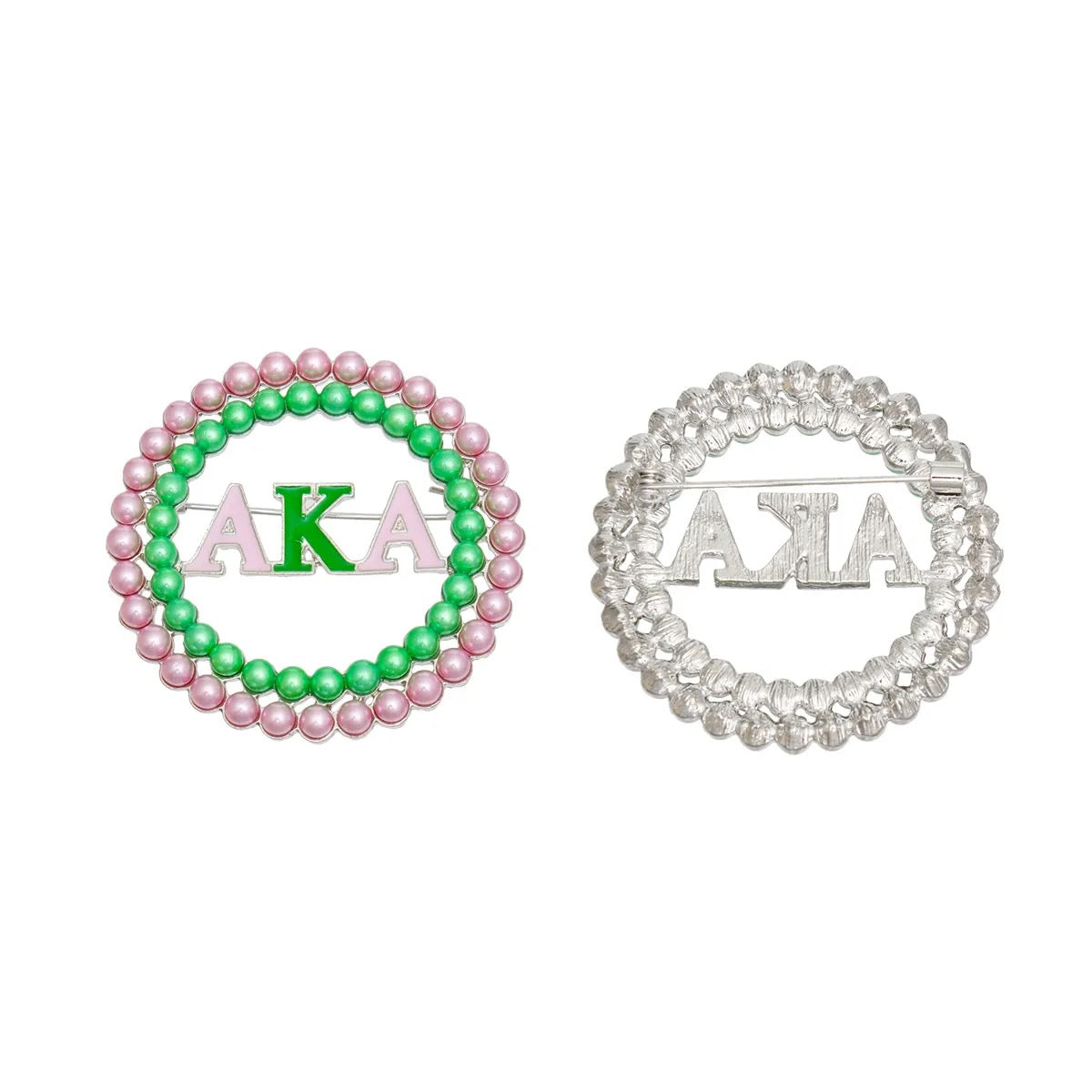 AKA Letters Pink and Green Pearl Brooch – The Greek Penn