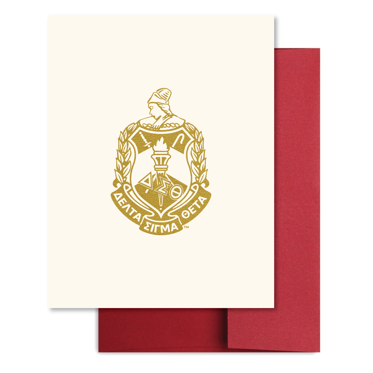 DST Classic Crest Cream Note Card Set - Gold Foil – The Greek Penn